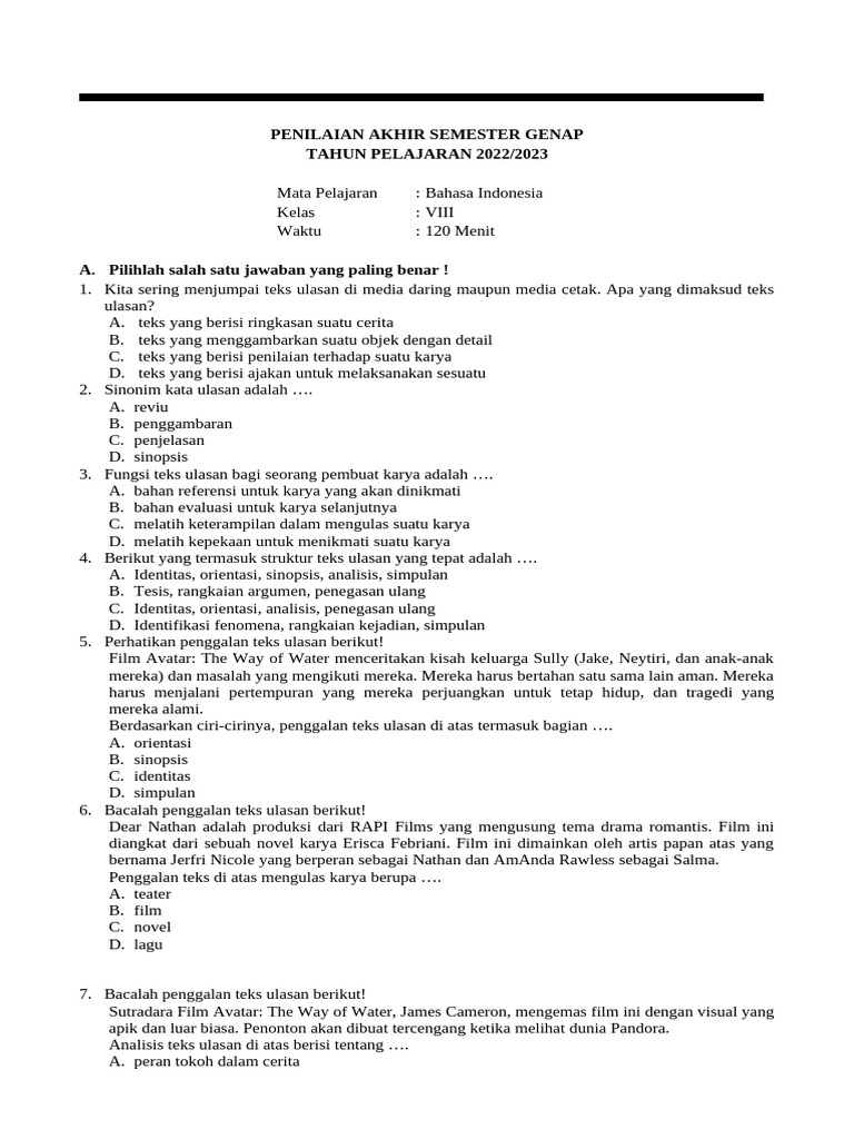 Latihan Soal KLS 8 | PDF