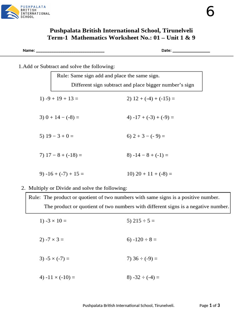 Gr6-WS1-Math-T1Wk5-Brindha | PDF | Mathematics | Arithmetic