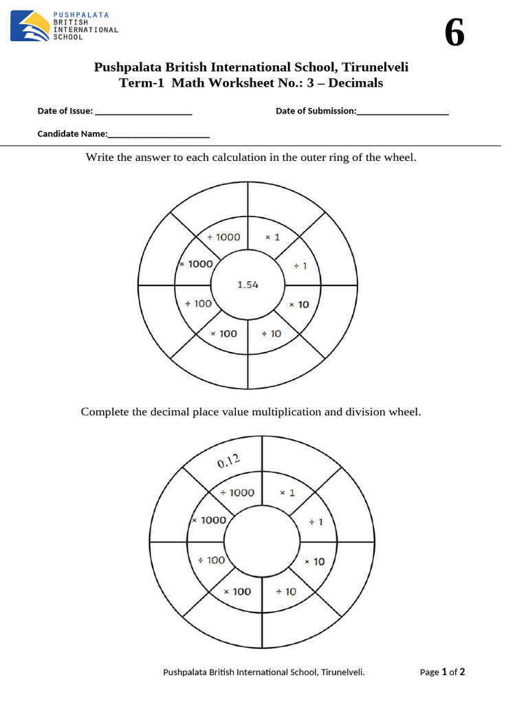 Gr6 WS3 Math T1Wk7 Brindha | PDF