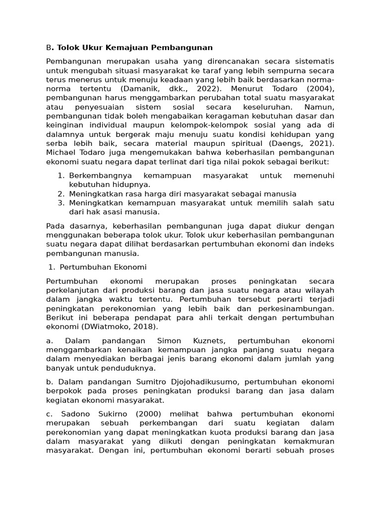 Bab 3 Sub Bab 2 Tolok Ukur Kemajuan Pembangunan | PDF