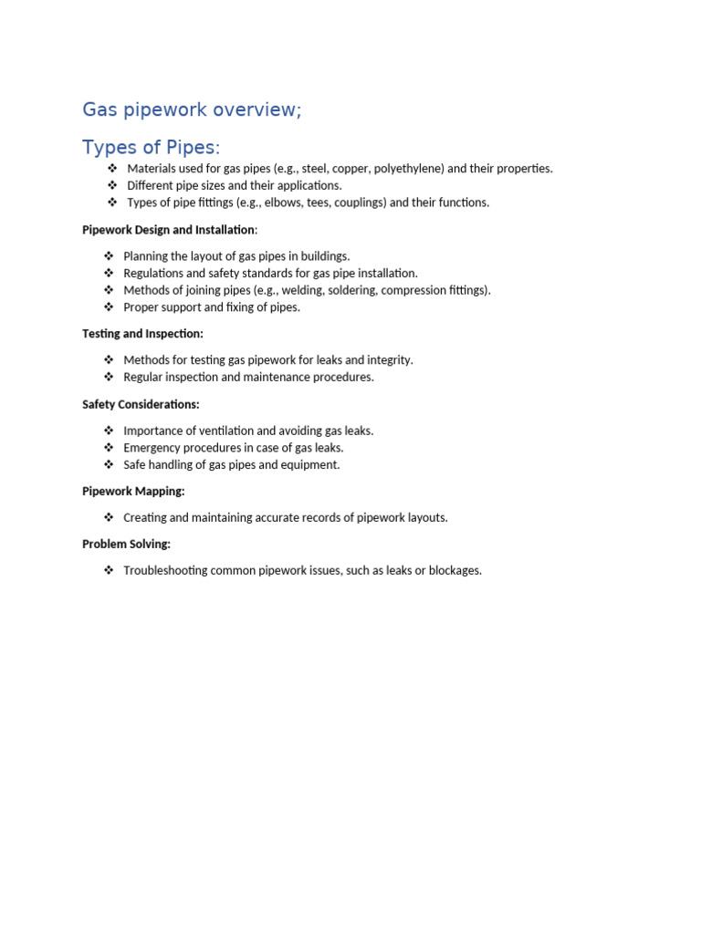 Gas Pipework Overview | PDF