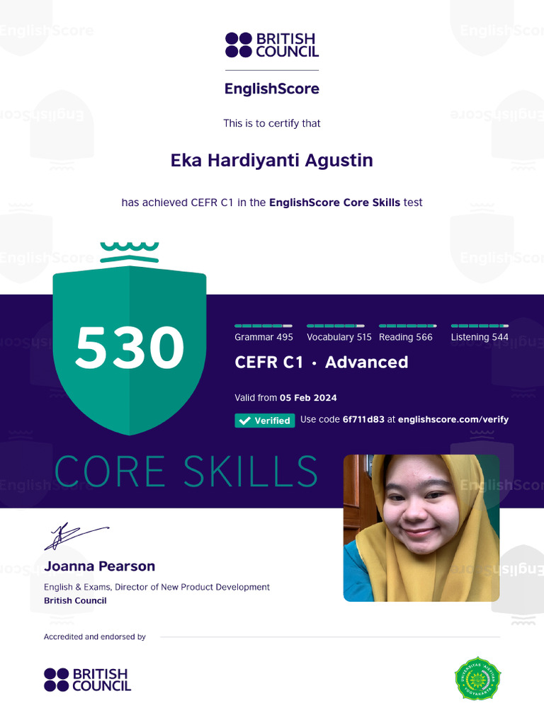 EnglishScore Certificate | PDF