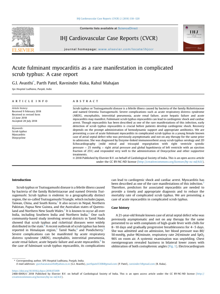 Acute Fulminant Myocarditis As A Rare Manifestatio - 2018 - IHJ ...