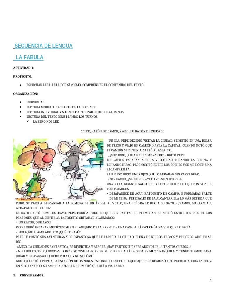 4 - Secuencia de Actividades - Fábula | PDF | Fábula | Hormiga