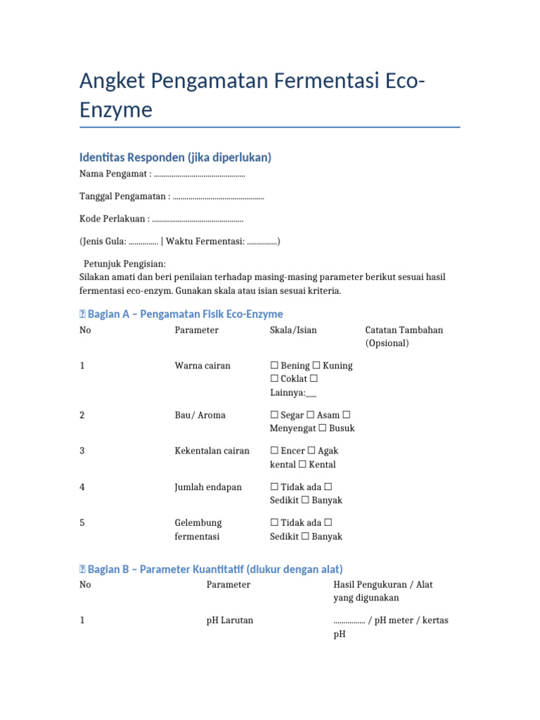 Angket_Pengamatan_Eco_Enzyme | PDF