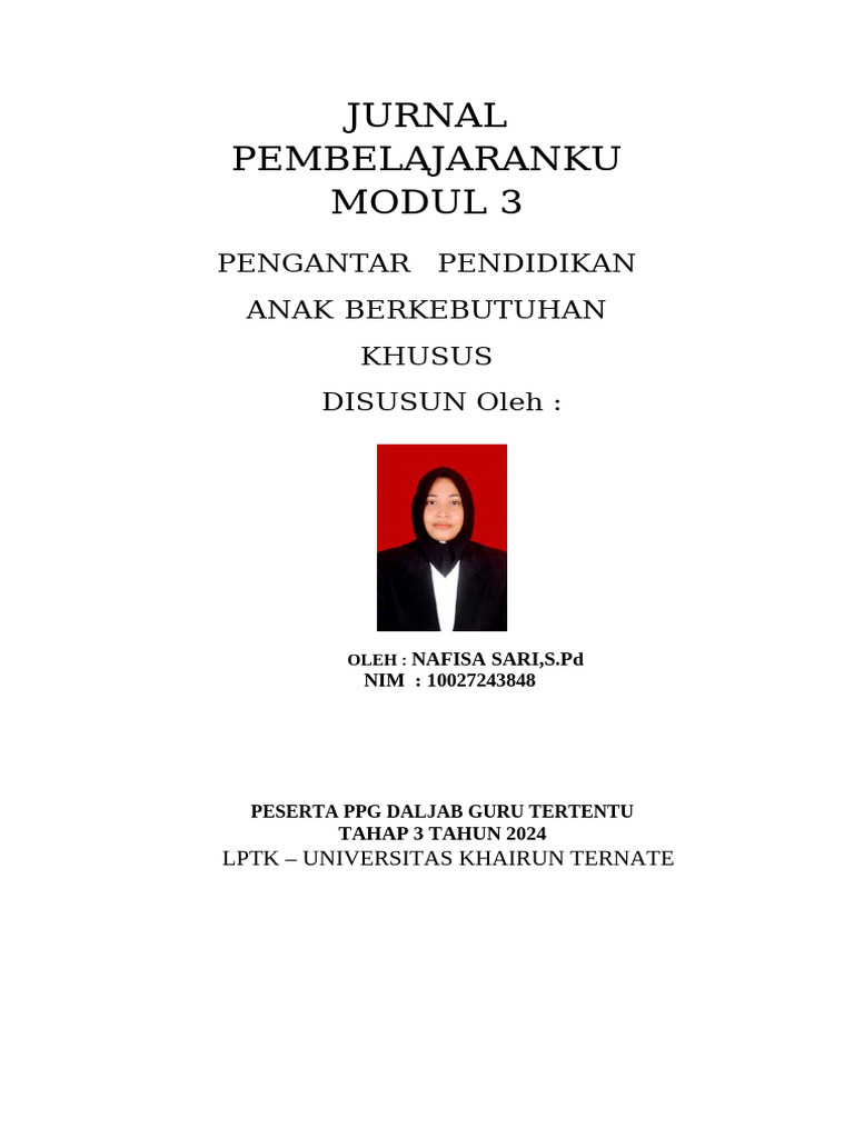 JURNAL PEMBELAJARAN MODUL 3 Kelas 4 Nafisa | PDF