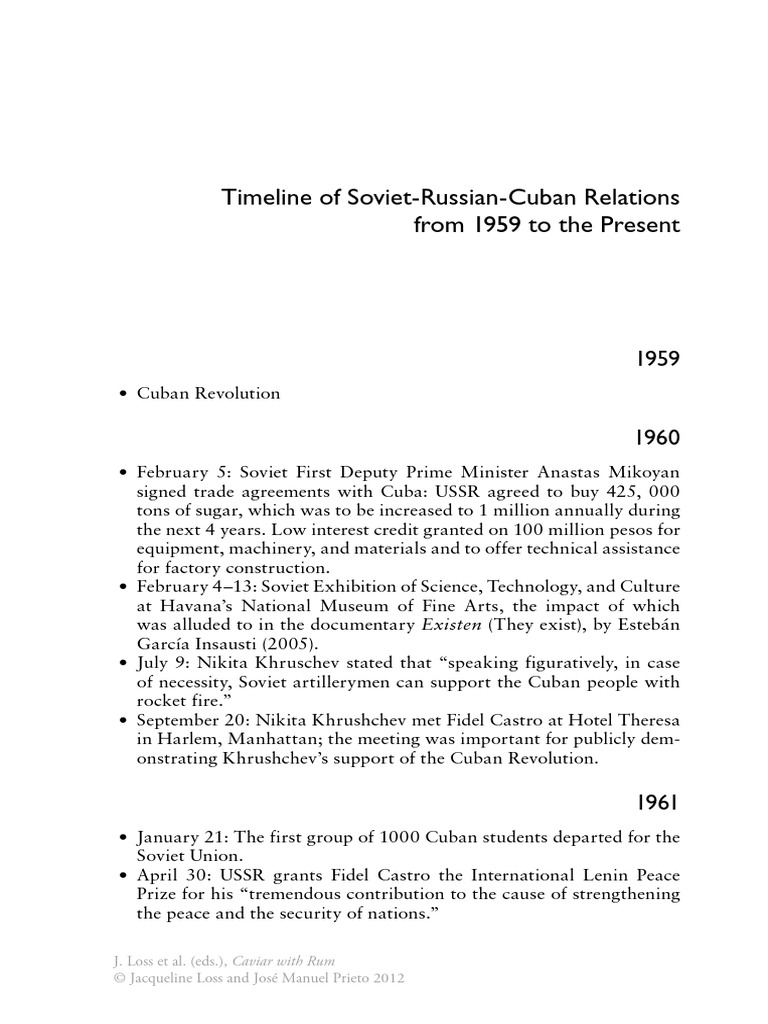 TIMELINE_Cuba Soviet rlns | PDF | Cuba | Fidel Castro