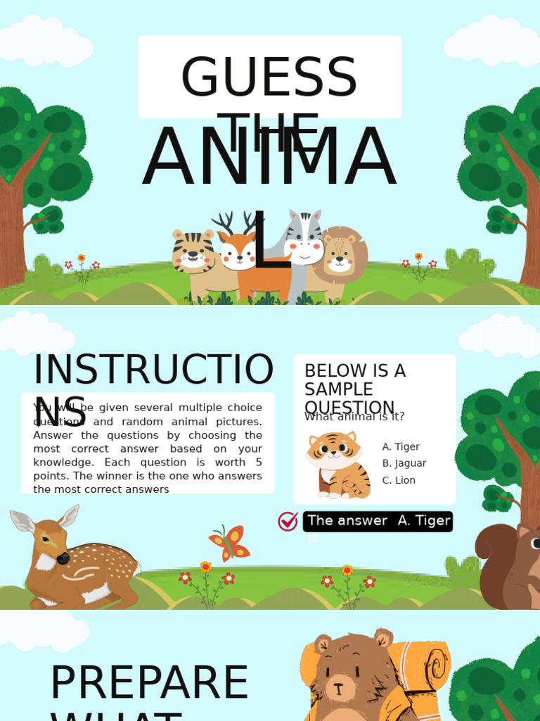 Blue and Green Illustrative Guess the Animal Game Presentation | PDF