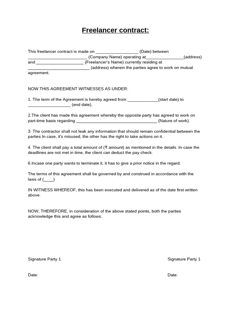 Freelancer Contract Template | PDF