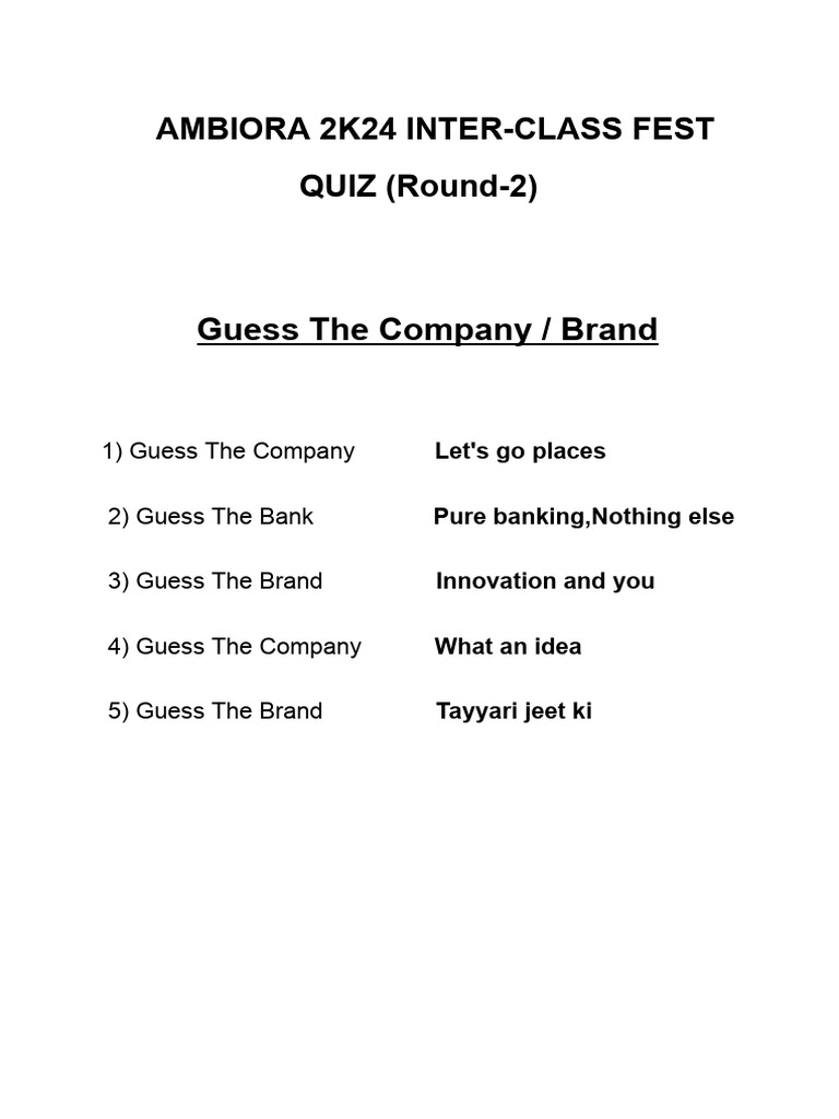 Ambiora 2K24 Inter-Class Fest | PDF