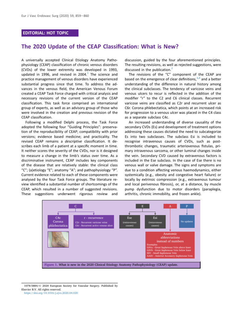 The 2020 Update of The CEAP Classifi - 2020 - European Journal of ...
