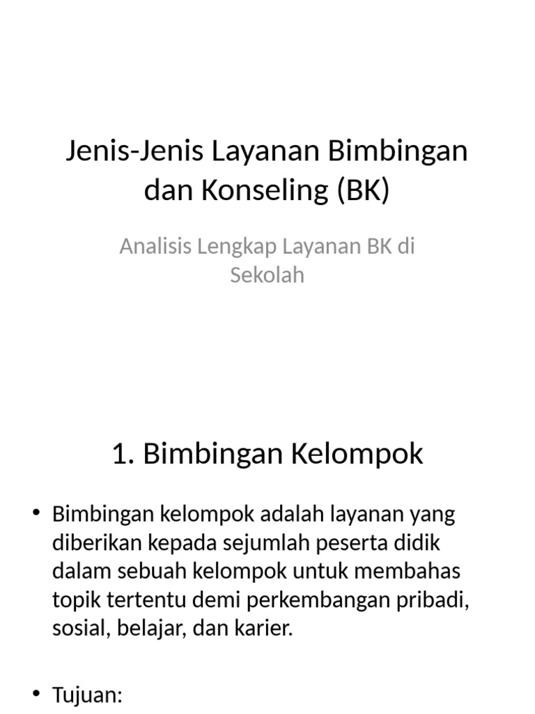 Jenis Layanan Bimbingan dan Konseling | PDF