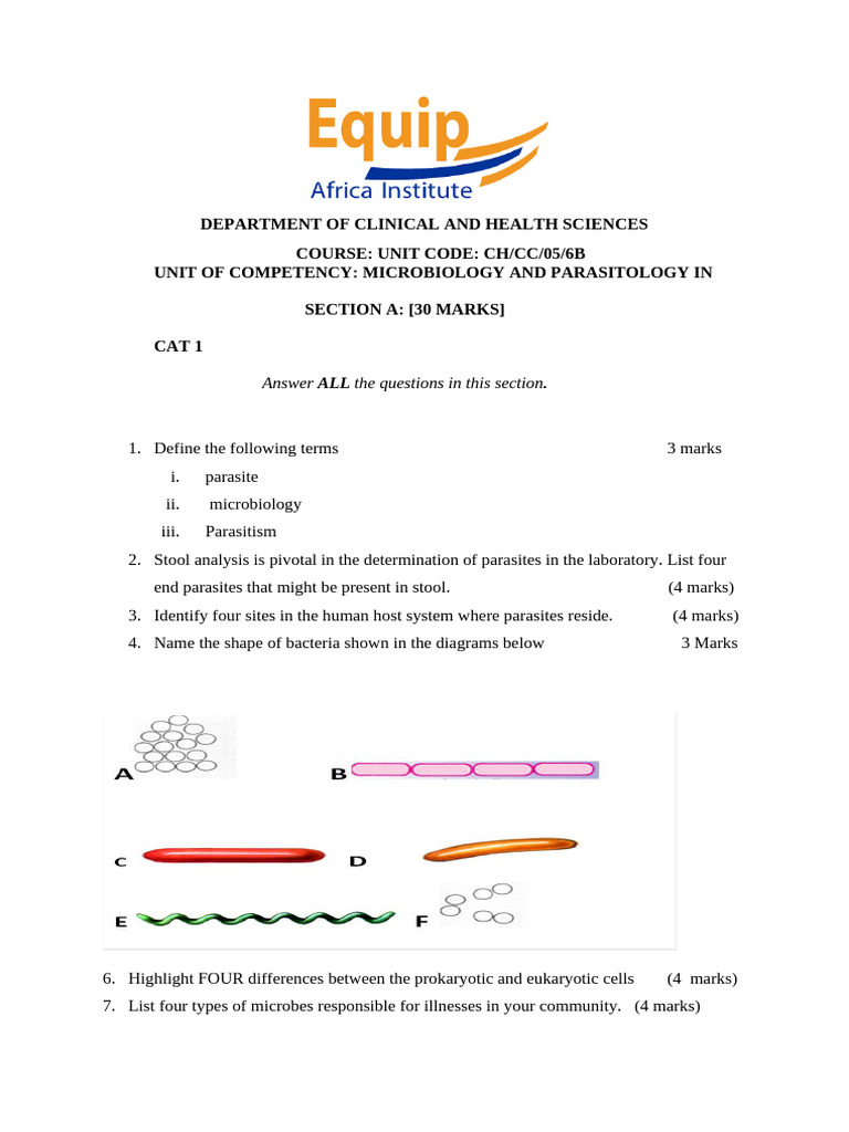 Microbiology CAT 1 (1) | PDF