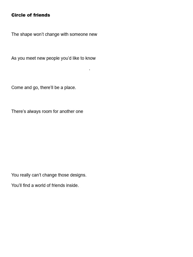 Circle of Friends Poem for Kids | PDF