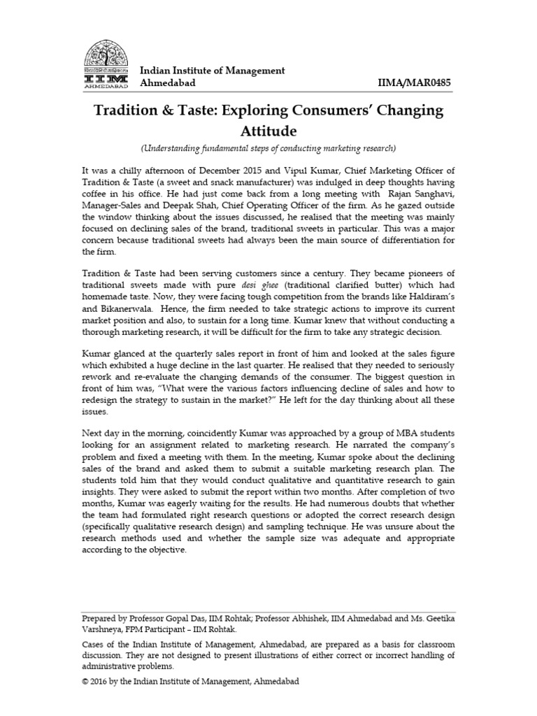 CASE-Tradition & Taste Case Study | PDF | Indian Cuisine | Focus Group