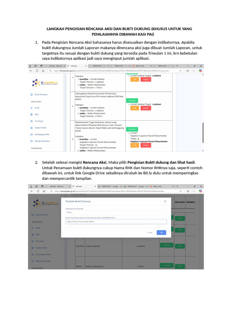 Langkah Isi Rencana Aksi Dan Bukti Dukung | PDF