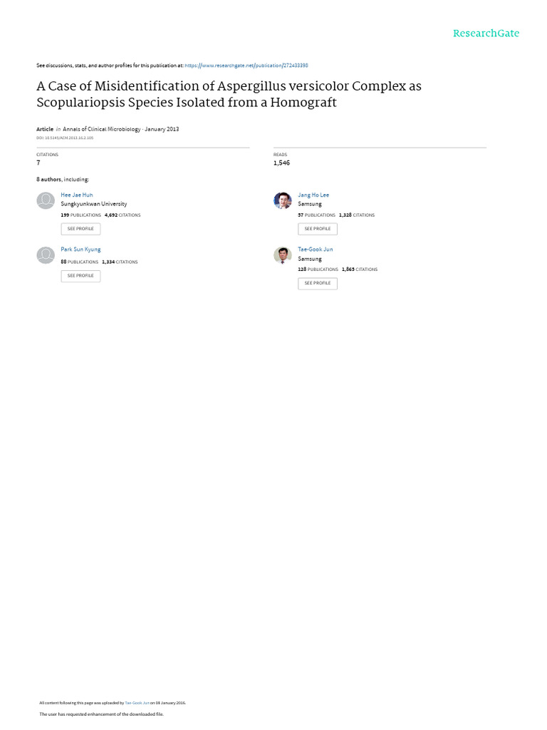 Misidentification of Aspergillus versicolor | PDF | Infection | Primer ...