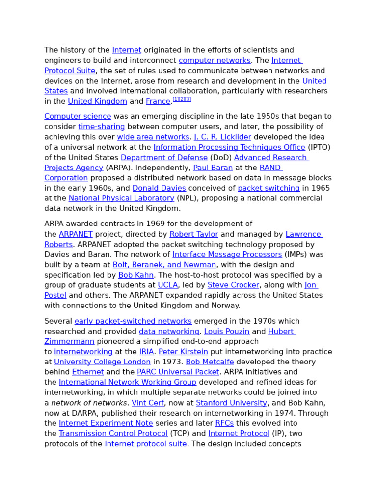 History of The Internet | PDF | Packet Switching | Computer Network