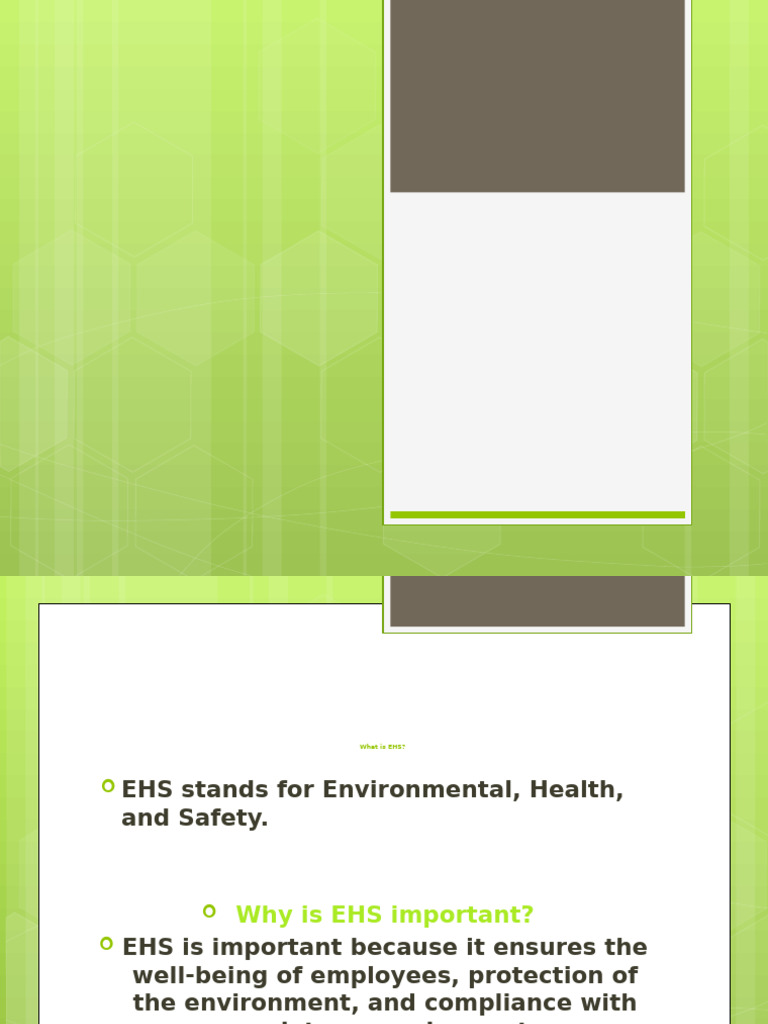 Environmental Health and Safety | PDF | Safety | Occupational Safety ...