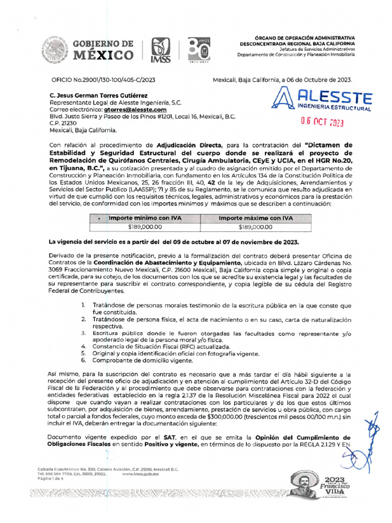 Notif. Dict. Estruc. HGR 20 | PDF
