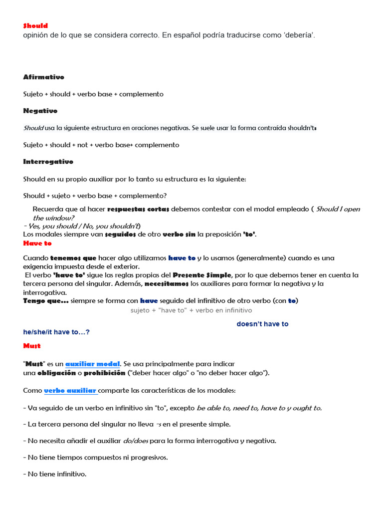 Uso de Verbos Modales en Inglés | PDF | Verb | Semantics
