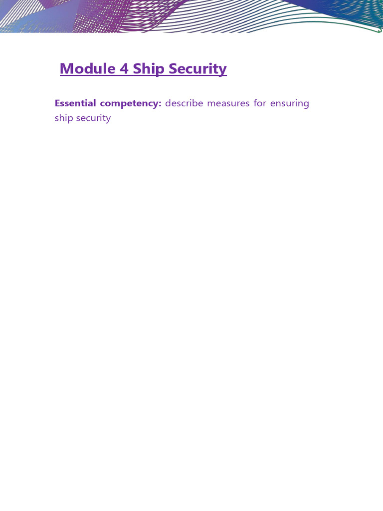 Module 4 Ship Security Training Materials and Resources | PDF | Water ...
