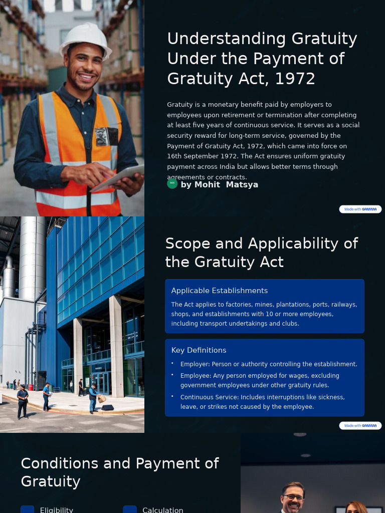 Gratuity Act: Key Provisions and Compliance | PDF | Employment | Gratuity