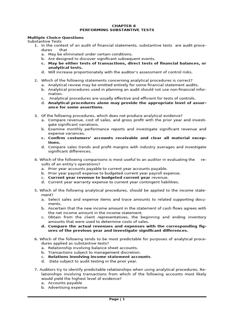 Substantive Procedures Compiled | PDF | Audit | Revenue