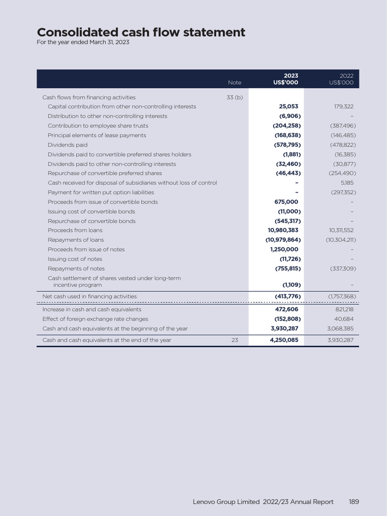Consolidated Cash Flow Statement 6 | PDF | Preferred Stock | Dividend