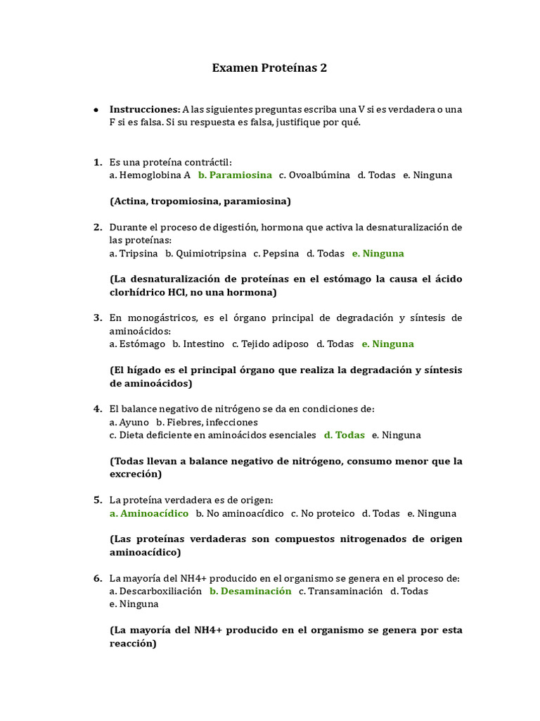 Examen Proteínas 2 | PDF | Proteínas | Urea