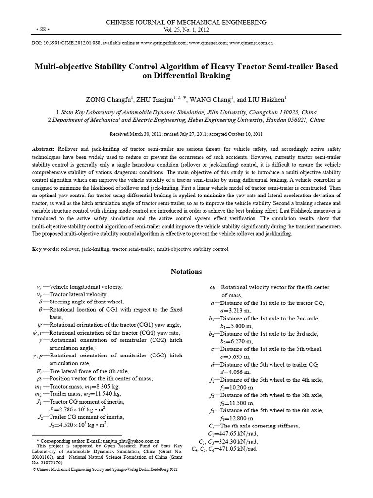 Multi-Objective Stability Cont | PDF | Tractor | Trailer (Vehicle)