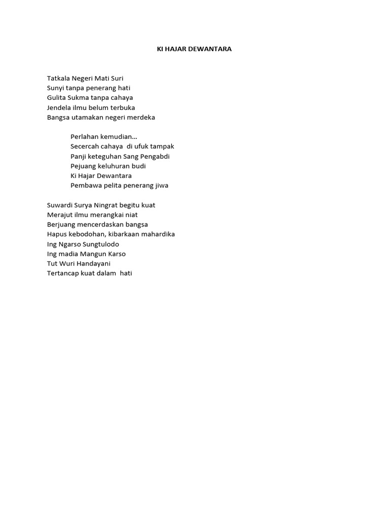 Puisi Ki Hajar Dewantara | PDF