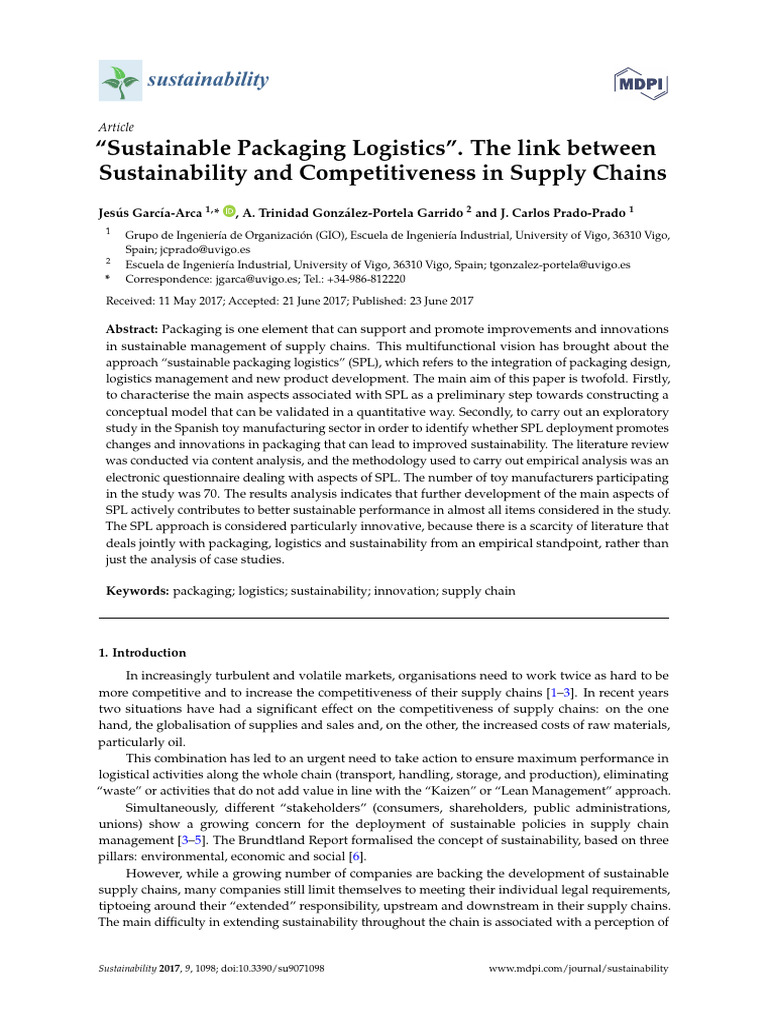Sustainable Packaging Logistics | PDF | Sustainability | Supply Chain