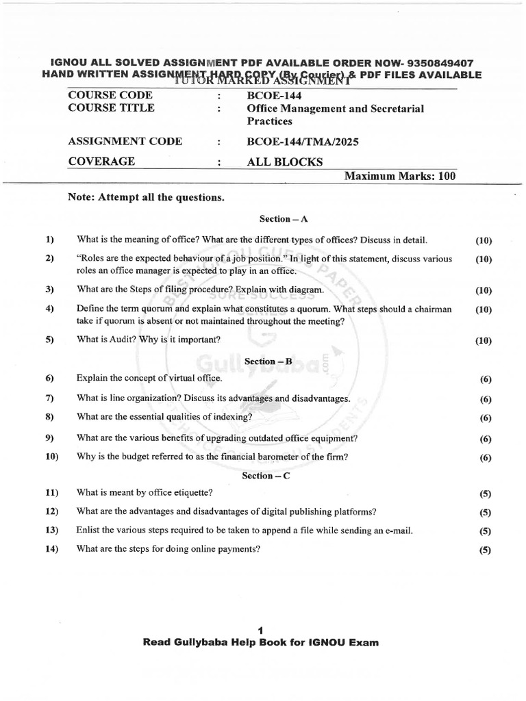 BCOE 144 English January 2025 December 2025 Ipk6i0 | PDF