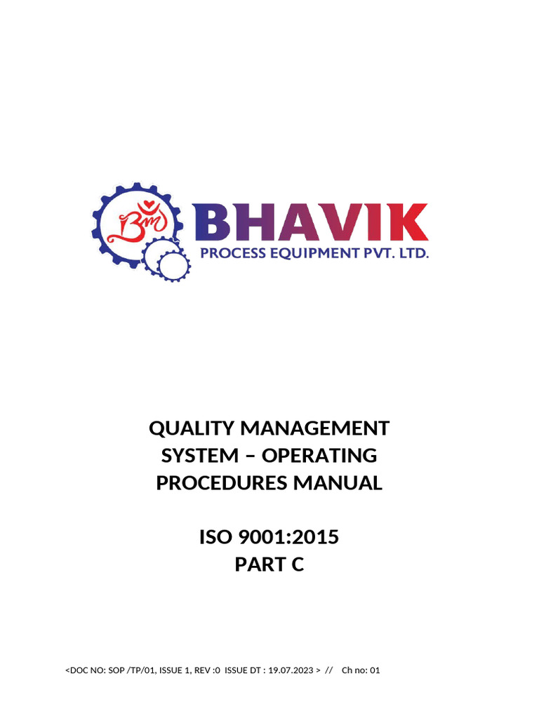 ISO 9001:2015 Quality Management SOP | PDF