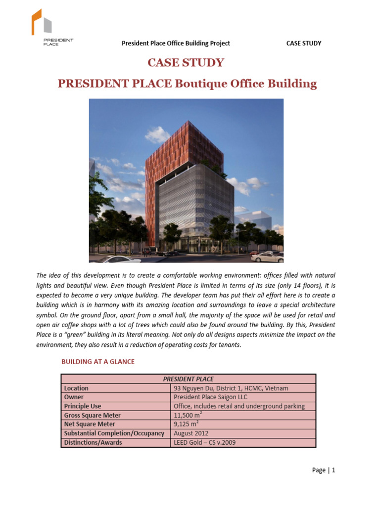 President Place Grade A Office Building | PDF | Energy Conservation ...