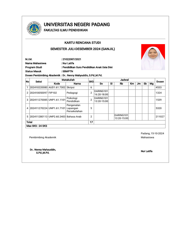 Cetak Kartu Rencana Studi (1) | PDF