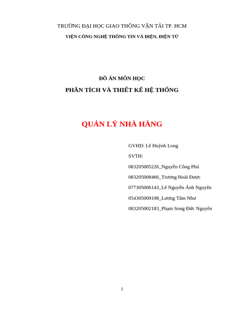 Nhom4 QuanLyNhaHang | PDF