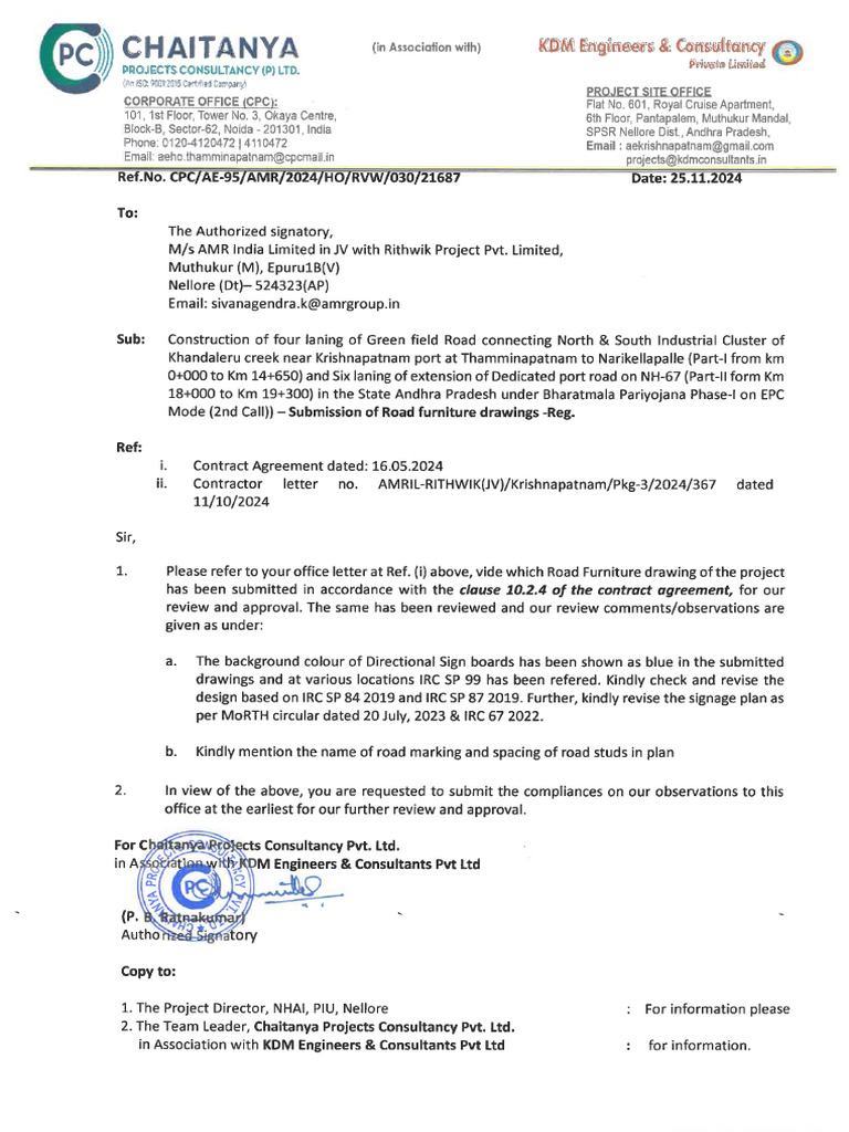 2024.11.25 - D-030 - Submission of Road Furniture Drawings - AMR-RVW 1 ...