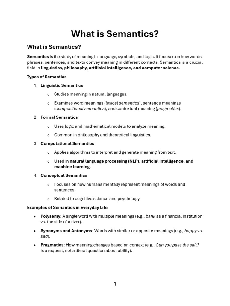 1. What is Semantics | PDF | Semantics | Linguistics