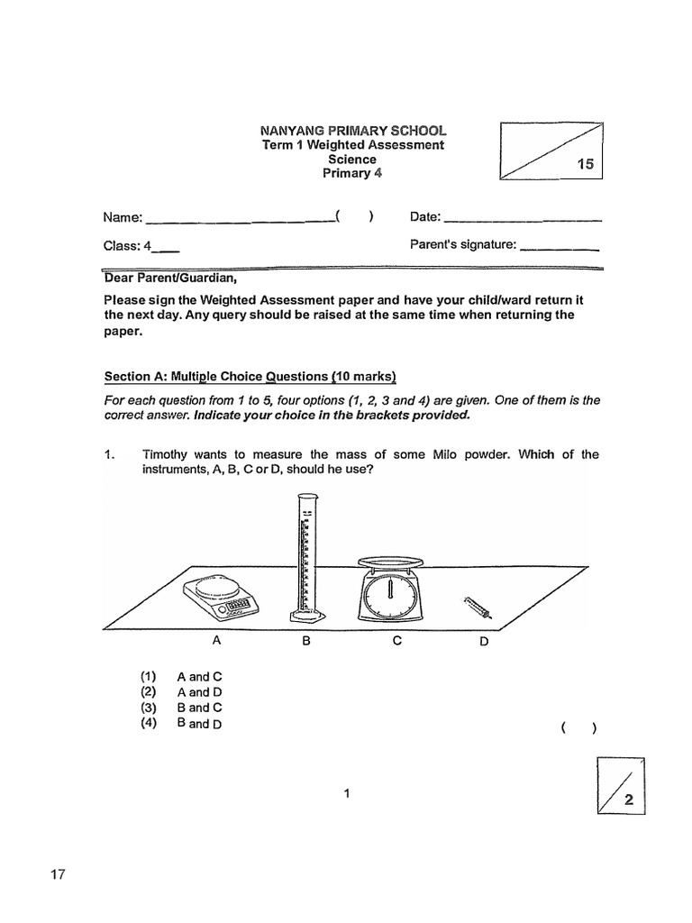 P4_Science_WA1_2024_Nanyang_Exam_Papers | PDF