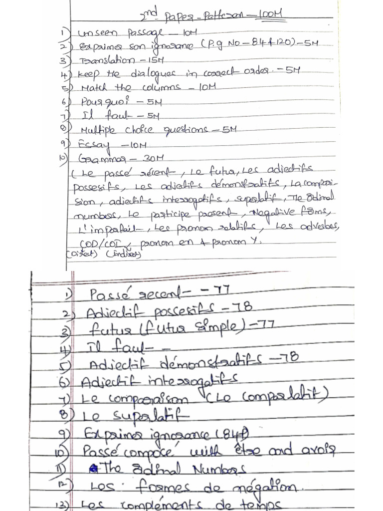 2nd Year French Material | PDF