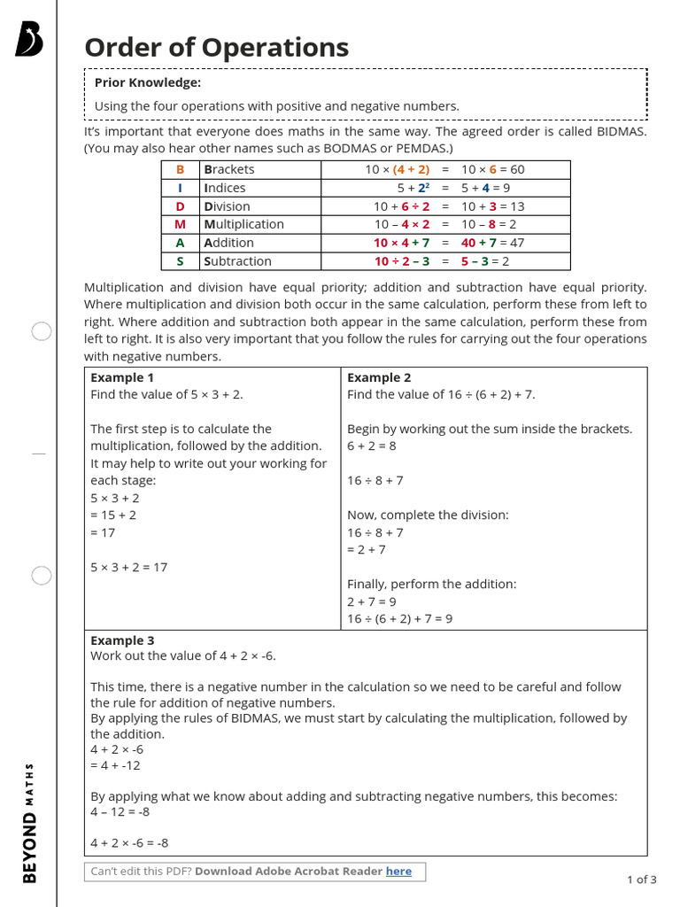 Order of Operations (Interactive) | PDF | Elementary Mathematics ...