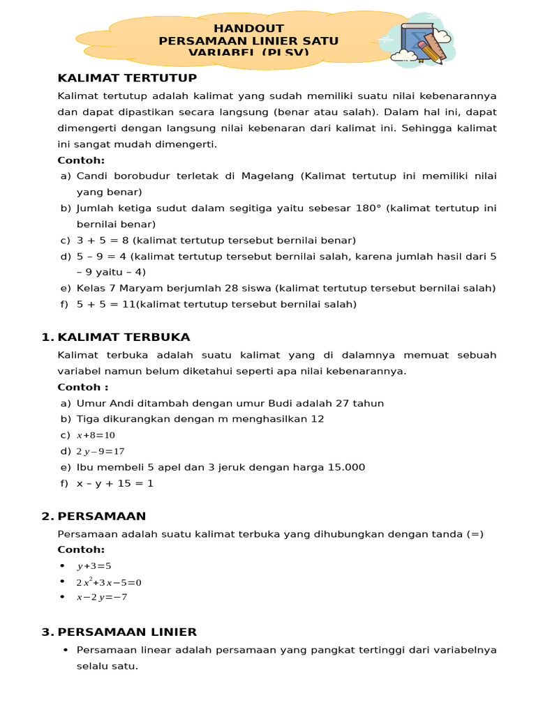 Handout PLSV | PDF