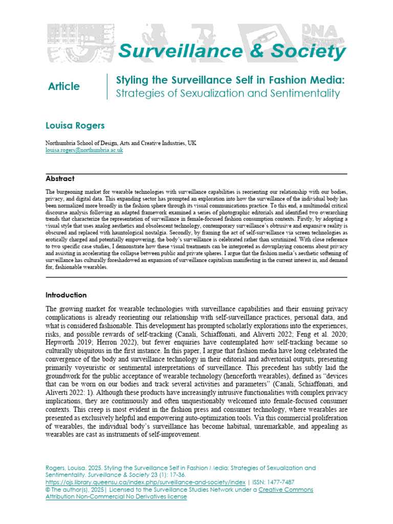 Styling The Surveillance Self in Fashion Media Strategies of ...