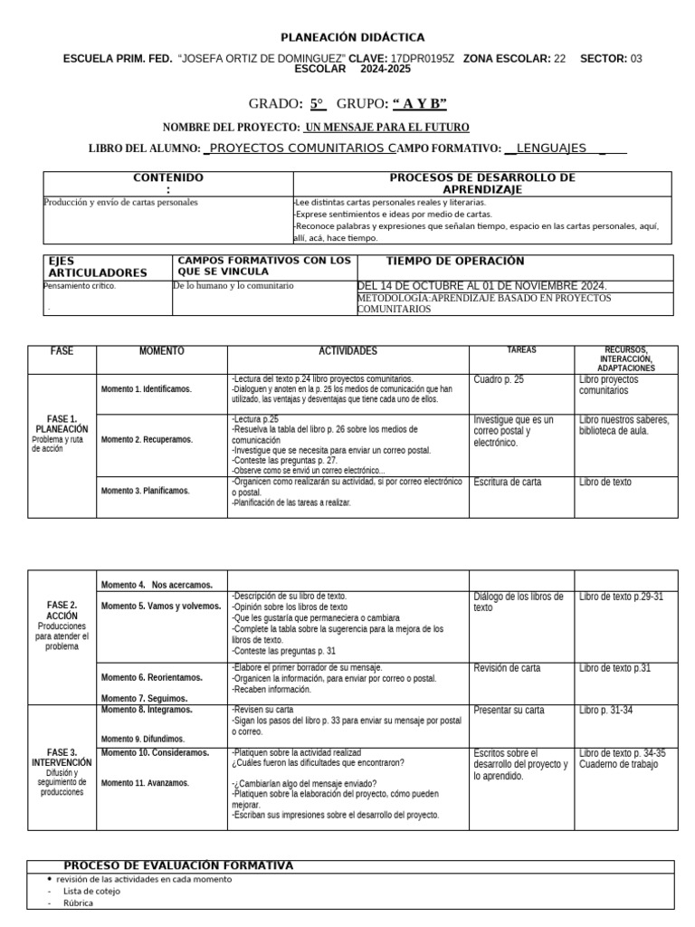 3a PLANEACION Comunitarios Octubre | PDF | Aprendizaje | Comunidad