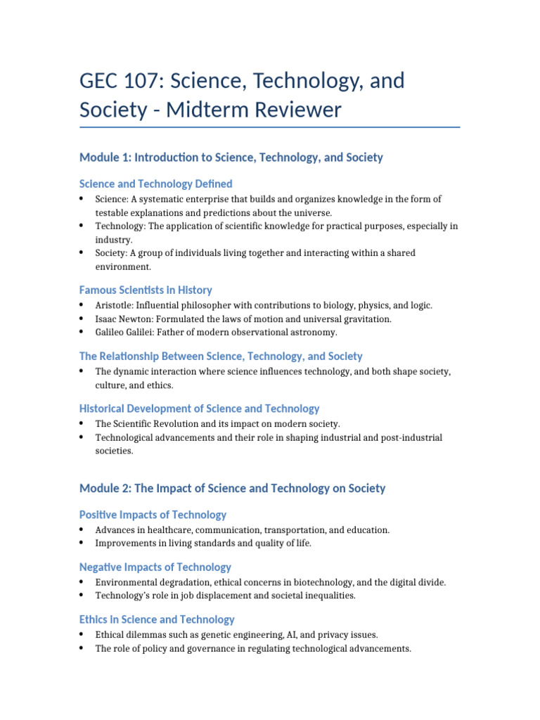 GEC 107 Midterm Reviewer Updated | PDF | Science | Innovation