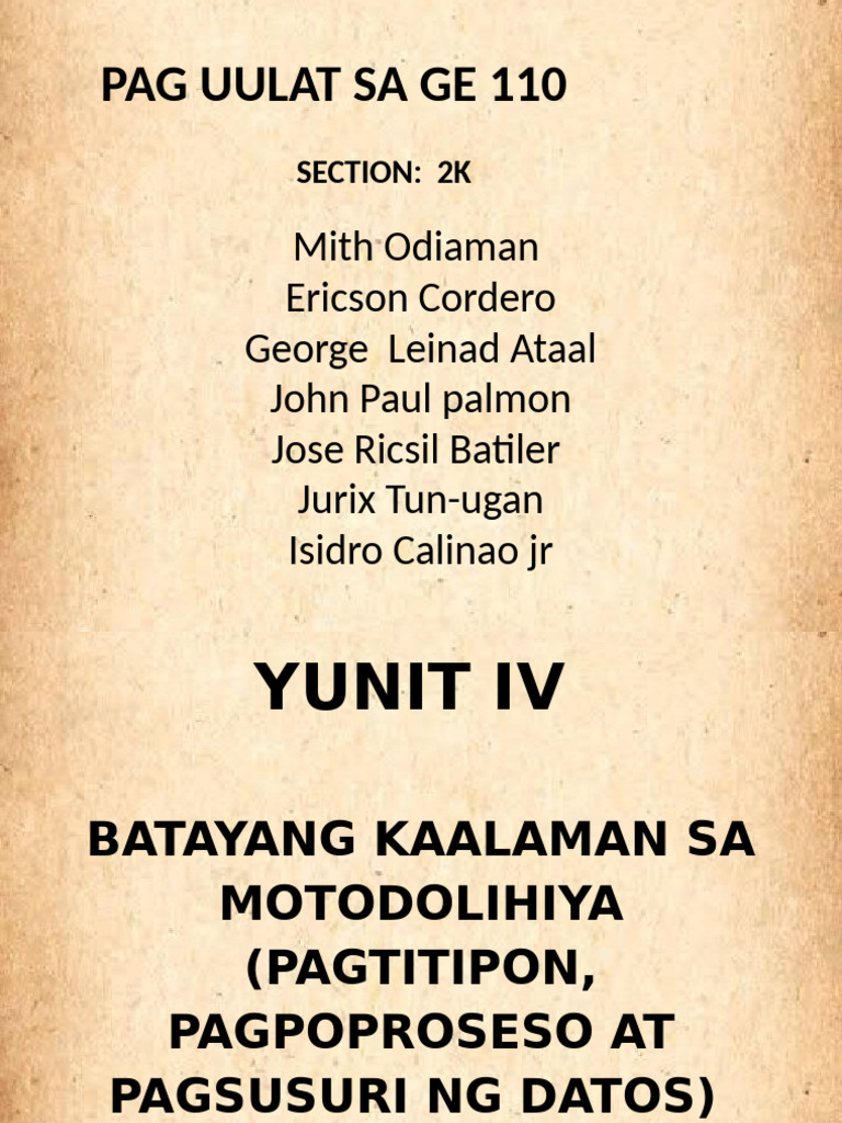 Report in Fil - Group4 | PDF