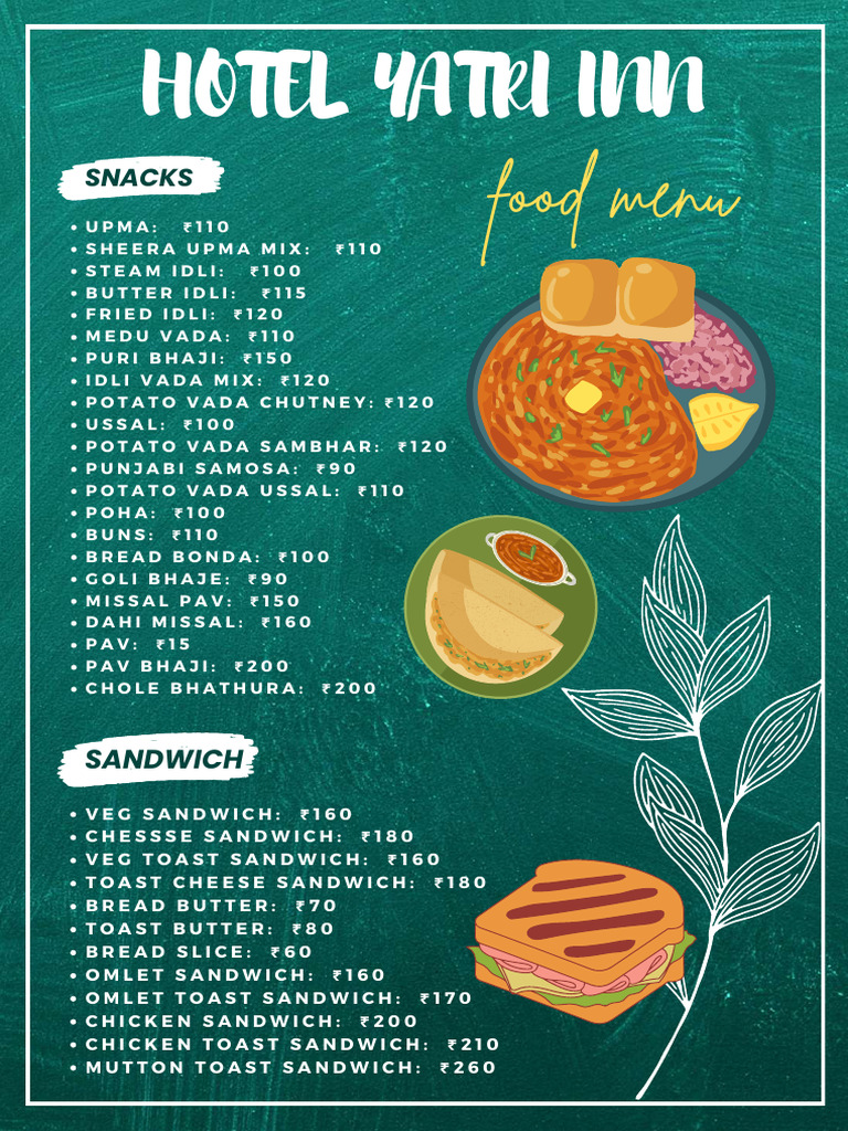 Yatri Inn Menu - Compressed | PDF | Soup | Asian Cuisine