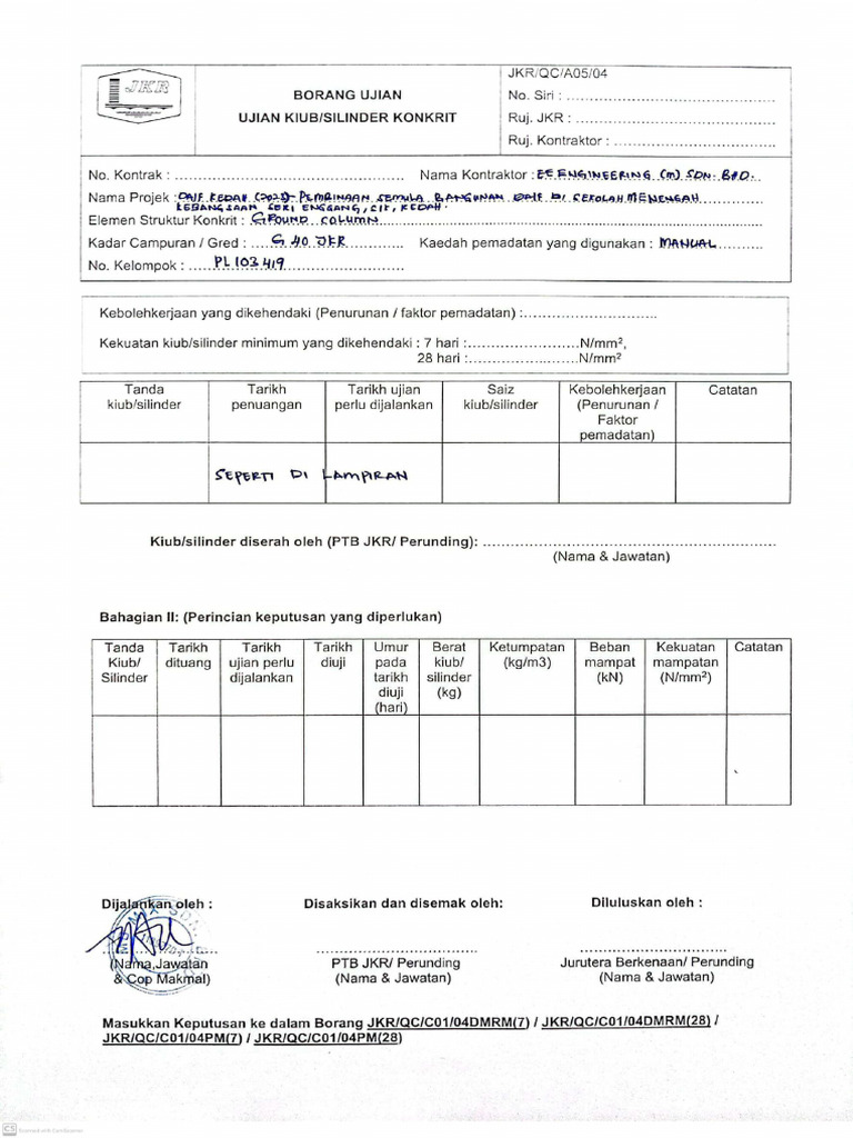 Compressive Strength Test Report G40JKR | PDF